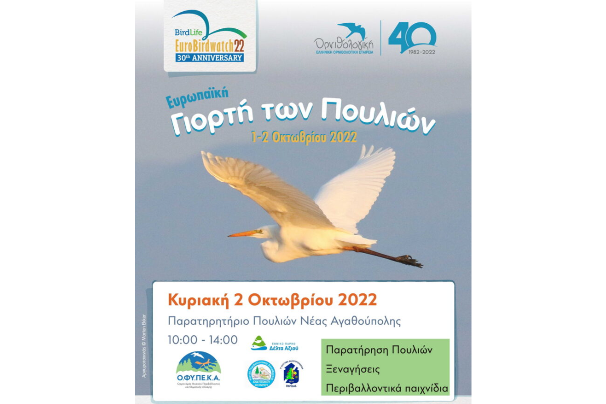 Γιορτή πουλιών στο Παρατηρητήριο Νέας Αγαθούπολης στις 2 Οκτωβρίου 2022