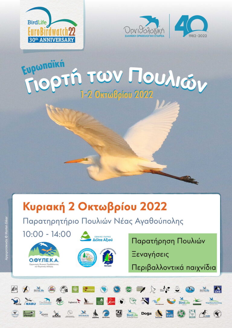 Γιορτή πουλιών στο Παρατηρητήριο Νέας Αγαθούπολης στις 2 Οκτωβρίου 2022