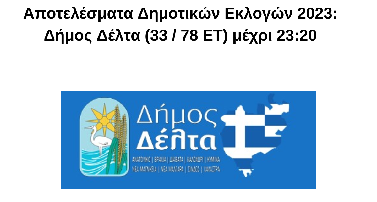 syndimotis.com • Αποτελέσματα Δημοτικών Εκλογών 2023: Δήμος Δέλτα Μέχρι ...